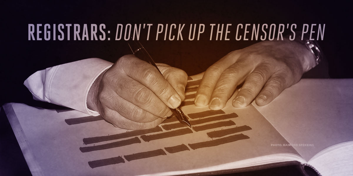 EFF to ICANN's Registrars: Don't Pick Up the Censor's Pen | Electronic ...