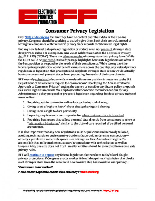 Legislative One-Pager | Electronic Frontier Foundation