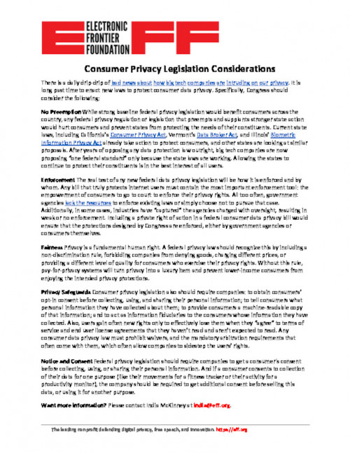 Legislative One-Pager | Electronic Frontier Foundation