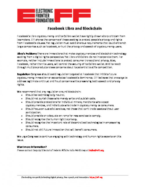 Legislative One-Pager | Electronic Frontier Foundation